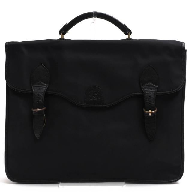 ○イルビゾンテ IL BISONTE ナイロンツイル 牛革 ビジネスバッグ フラップ式 メンズ 【中古】 中古