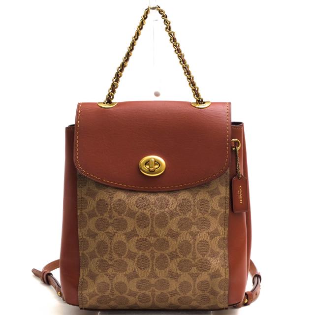 ○コーチ COACH コーテッドキャンバス リファインド カーフ 牛革 リュック 38585 Parker convertible backpack in signature canva 中古