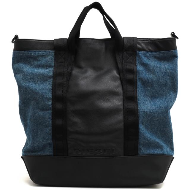 ○ディーゼル DIESEL 牛革 トートバッグ X06339P2553 SALZANO 2WAYリュック デニム メンズ 【中古】 中古