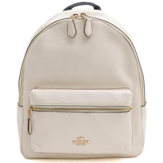 ○コーチ COACH ペブルドレザー 牛革 リュック F30550 Medium Charlie Backpack ミディアム チャーリー バックパック シボ革 シュ  中古