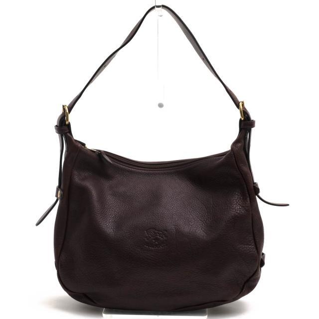 ○イルビゾンテ IL BISONTE バケッタレザー 牛革 ショルダーバッグ シボ革 シュリンクレザー ユニセックス 男女兼用 レディース 【 中古