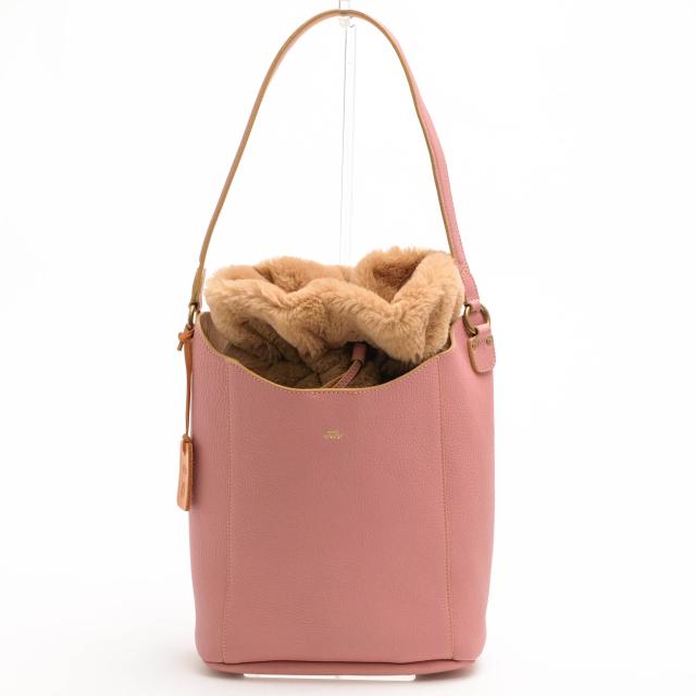 ○フェリージ Felisi ソフトキップレザー 牛革 エコファー ショルダーバッグ 20/77/LD+EU シボ革 シュリンクレザー 肩掛け ワンシ  中古