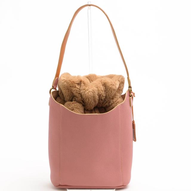 ○フェリージ Felisi ソフトキップレザー 牛革 エコファー ショルダーバッグ 20/77/LD+EU シボ革 シュリンクレザー 肩掛け ワンシ  中古