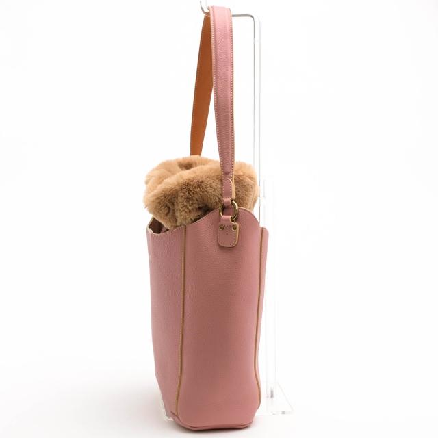 ○フェリージ Felisi ソフトキップレザー 牛革 エコファー ショルダーバッグ 20/77/LD+EU シボ革 シュリンクレザー 肩掛け ワンシ  中古