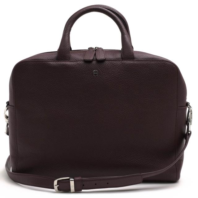 ○アイグナー AIGNER 牛革 ビジネスバッグ A4サイズ収納可 2WAY ショルダーバッグ シボ革 シュリンクレザー メンズ 【中古】 中古