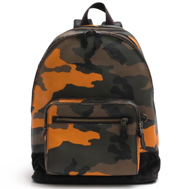 ○コーチ COACH 牛革 リュック F28310 West Backpack With Camo Print ノートPC収納可 迷彩・カモフラージュ柄 メンズ 【中古】 中古