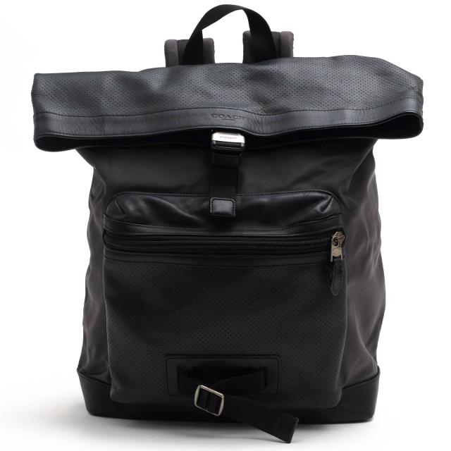 ○コーチ COACH パンチング 牛革 リュック F56662 TERRAIN EXPLORER PACK IN PERFORATED MIXED MATERIALS テレイン エクスプローラ 中古