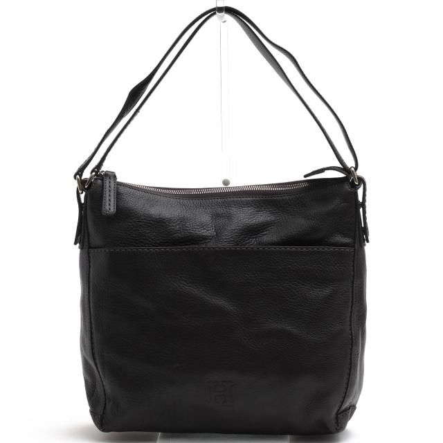 ○ヒロフ HIROFU 牛革 ソフトバケッタ ショルダーバッグ P2520203 DUO M デュオ Hロゴ 定番 シボ革 シュリンクレザー レディース   中古