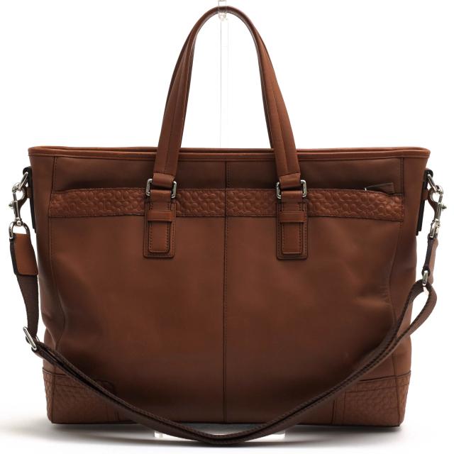 ○コーチ COACH 牛革 ビジネスバッグ F70455 Graham Leather Zip Business Tote グラム レザー ジップ ビジネストート ミニシグネ  中古