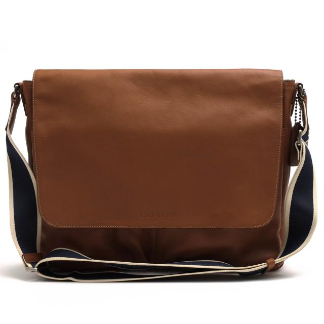 ○コーチ COACH ウェブレザー カーフ 牛革 ショルダーバッグ F70556 Heritage Leather Messenger ヘリテージ ウェブレザー メッセ  中古