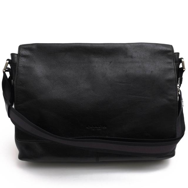 ○コーチ COACH 牛革 ショルダーバッグ F71726 Sullivan Messenger In Smooth Leather サリバン フラップ式 シボ革 シュリンクレザ 中古