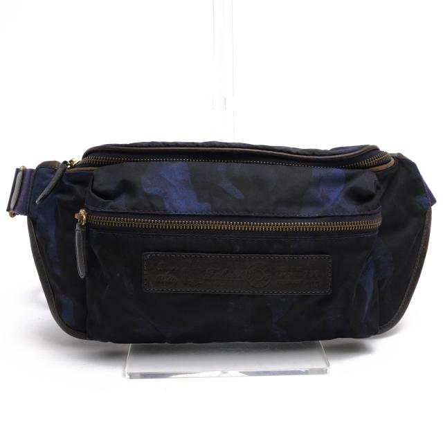 ○フェリージ Felisi リモンタナイロン バケッタレザー 牛革 ウエストバッグ 799/10/CF+A ボディバッグ 迷彩・カモフラージュ柄 定 中古