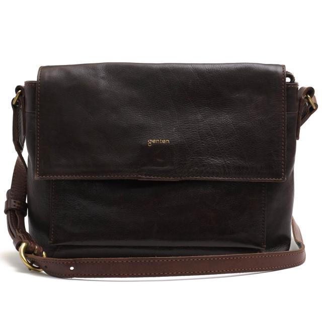 ○ゲンテン genten 牛革 カーフ ショルダーバッグ 40934 Raffinato ラフィナート ユニセックス 男女兼用 メッセンジャーバッグ レ  中古