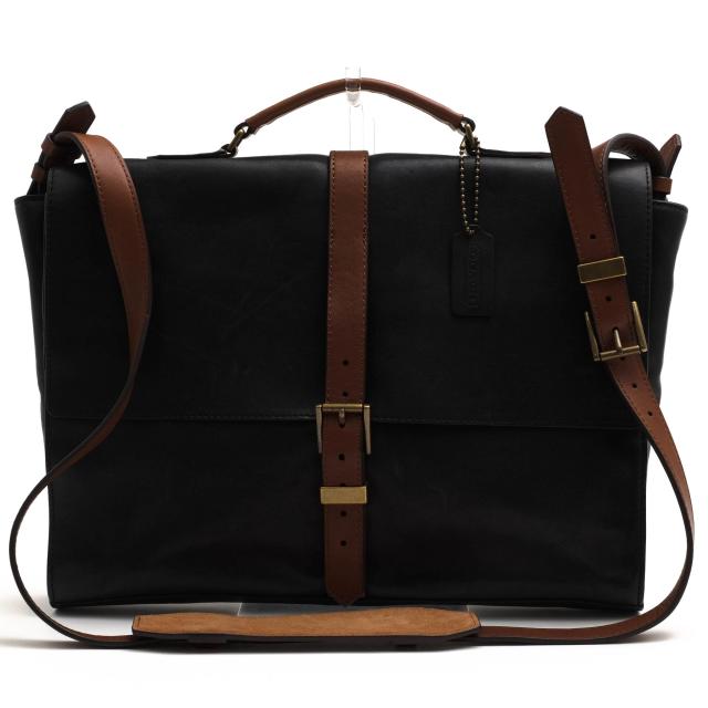 ○コーチ COACH Soft port leather ソフトポートレザー 牛革 ビジネスバッグ 71188 Mercer Banker Brief マーサー バンカー ブリー 中古