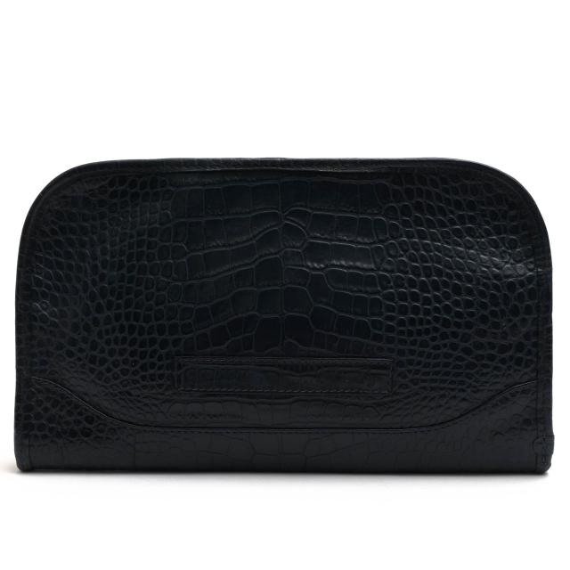 ○オロビアンコ orobianco SAC'S BAR サックスバー別注 牛革 セカンドバッグ/クラッチバッグ ABHE OBGI COCCOLINO LUCIDO クロコ型 中古