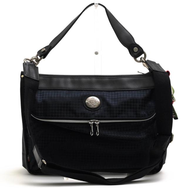 ○オロビアンコ orobianco 伊リモンタ社ナイロン 牛革 千鳥格子 ショルダーバッグ ATMO PL L‐C01 2WAY ハンドバッグ 肩掛け   中古