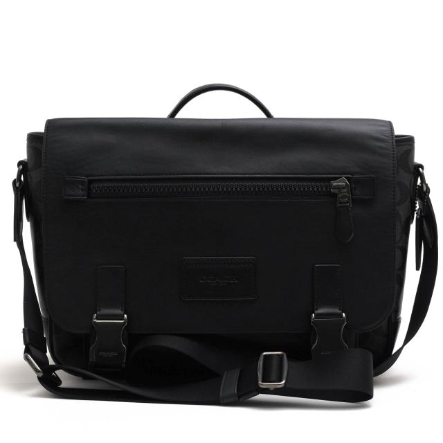 ○コーチ COACH コーテッドキャンバス 牛革 ショルダーバッグ C2793 Track Messenger In Signature Canvas シグネチャー柄 メッセ  中古