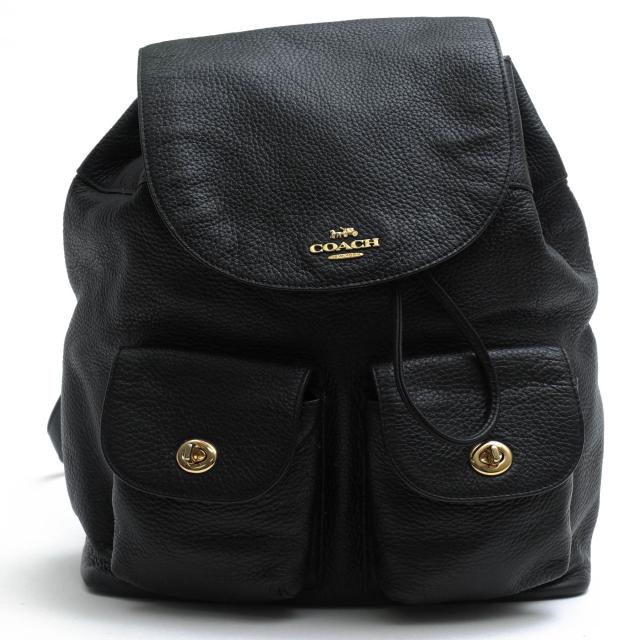 ○コーチ COACH ペブルドレザー 牛革 リュック F29008 Billie Pebbled Leather Backpack ビリー ペブルドレザー バックパック 巾着 中古