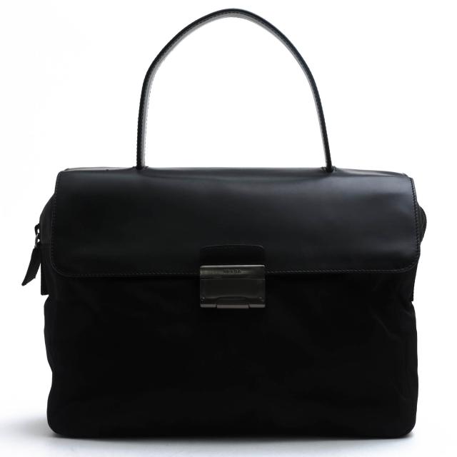 ○プラダ PRADA 伊リモンタ社ナイロン 牛革 ハンドバッグ B7496 BORSA IN TESSUTO PELLE フォーマルバッグ 冠婚葬祭 レディース 【 中古