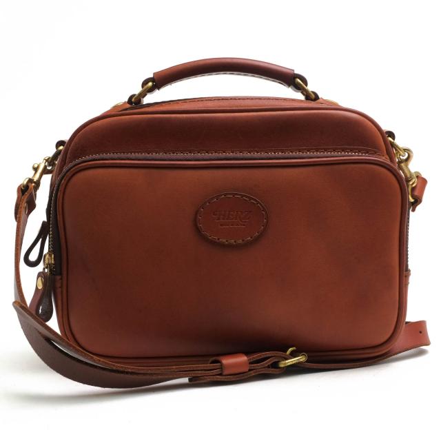 ○ヘルツ HERZ ソフトラティーゴレザー 牛革 ハンドバッグ CW-20 2WAY ショルダーバッグ ユニセックス 男女兼用 ラウンドジップ ラ 中古