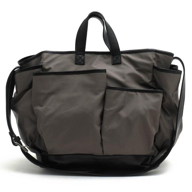○和光 WAKO 高密度ナイロン 牛革 トートバッグ ユーティリティートート 2WAY ショルダーバッグ メンズ 【中古】 中古