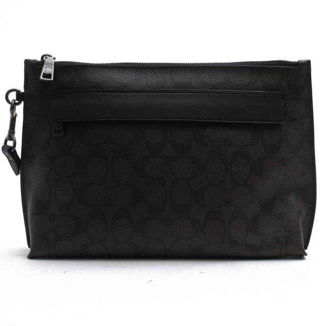 ○コーチ COACH PVCコーティングキャンバス 牛革 セカンドバッグ/クラッチバッグ F29508 Carryall Pouch In Signature Canvas キャ 中古