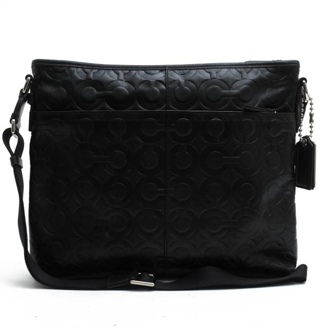 ○コーチ COACH オプアート 牛革 ショルダーバッグ 70248 Op Art Leather Flat Crossbody Satchel オプ アート レザー ジップ トッ 中古