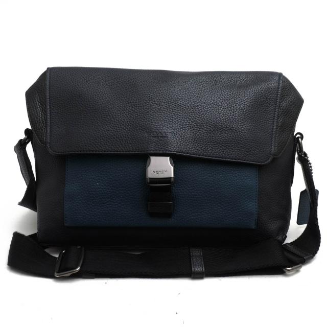 ○コーチ COACH ペブルドレザー 牛革 ショルダーバッグ 59422 MANHATTAN BIKE BAG マンハッタンバイク メッセンジャーバッグ シボ  中古