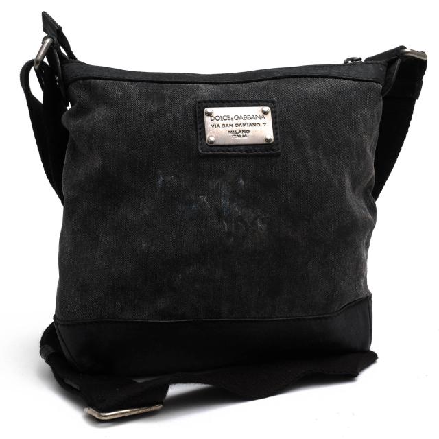 ○ドルガバ DOLCE＆GABBANA 牛革 ショルダーバッグ クロスボディバッグ デニム ヴィンテージ加工 メンズ 【中古】 中古