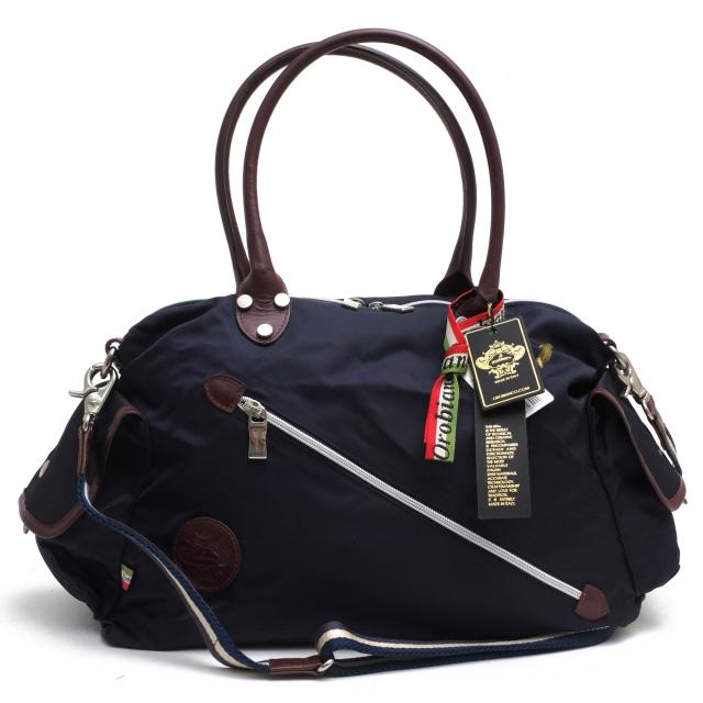 ○オロビアンコ orobianco サガン鳥栖 伊リモンタ社ナイロン 牛革 ボストンバッグ SOGGETTATO-A 2WAY ショルダーバッグ メンズ 【  中古