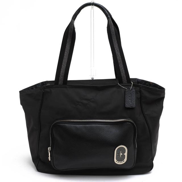○コーチ COACH ライトウェイトナイロン ポリッシュペブルドレザー 牛革 トートバッグ 91061 Court Tote 肩掛け ワンショルダーバ  中古
