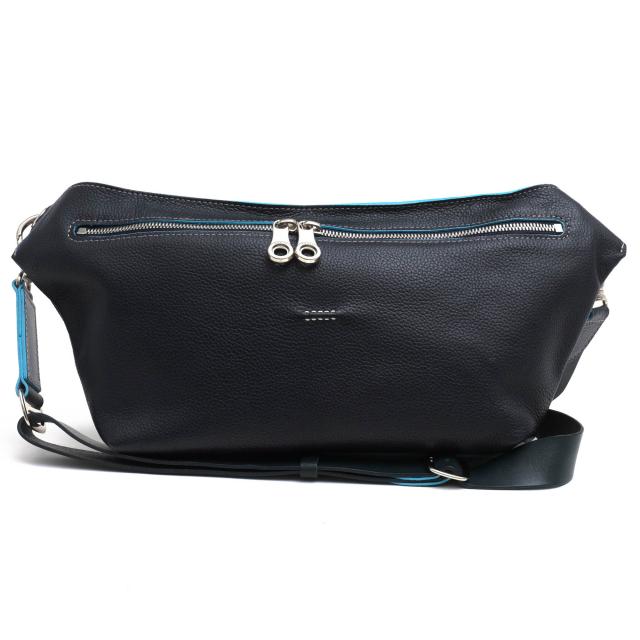 ○アエナ HMAEN 牛革 ショルダーバッグ Kermit カーミット ボディバッグ シボ革 シュリンクレザー メンズ 【中古】 中古