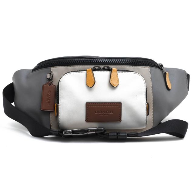 ○コーチ COACH スムースカーフレザー 牛革 ウエストバッグ C4022 Track Belt Bag In Colorblock ボディバッグ メンズ 【中古】 中古