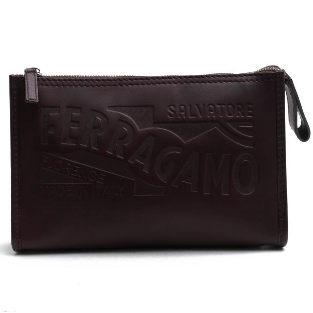 ○フェラガモ Salvatore Ferragamo 牛革 カーフ セカンドバッグ/クラッチバッグ DS-24 7207 ロゴ型押し メンズ 【中古】 中古