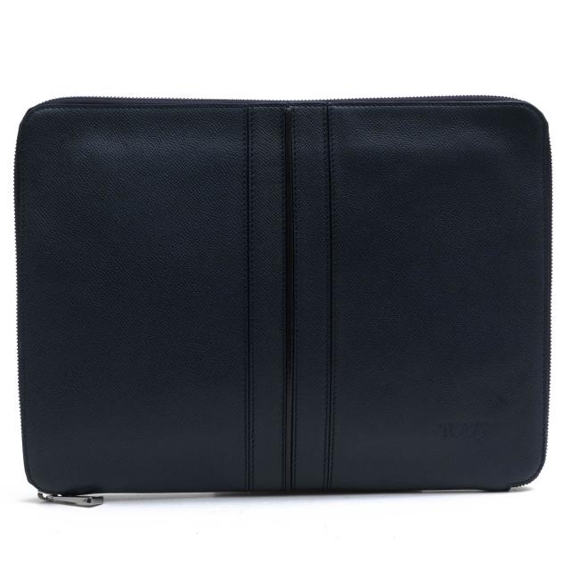 ○トッズ TOD'S グレインカーフスキン 牛革 セカンドバッグ/クラッチバッグ Double Stripe collection ダブルストライプ ドキュメ  中古