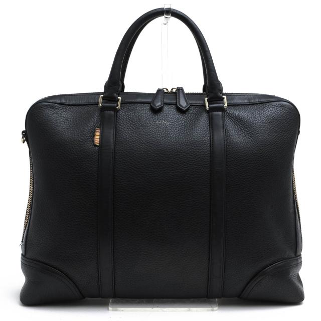 ○ポールスミス Paul Smith タンニン鞣し牛革 ビジネスバッグ PSN453 トラベルレザー A4サイズ収納可 シボ革 シュリンクレザー メ  中古