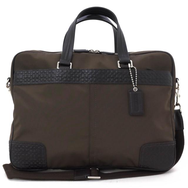 ○コーチ COACH 一部牛革 ビジネスバッグ F70596 GRAMERCY NYLON ZIP TOP グラマシー ミニシグネチャー柄 2WAY ショルダーバッグ   中古