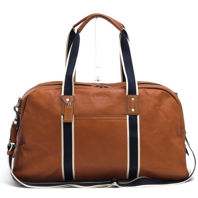 ○コーチ COACH 牛革 ボストンバッグ F70561 Heritage Web Leather Duffle ヘリテージ ダッフル 旅行かばん 2WAY ショルダーバッグ 中古