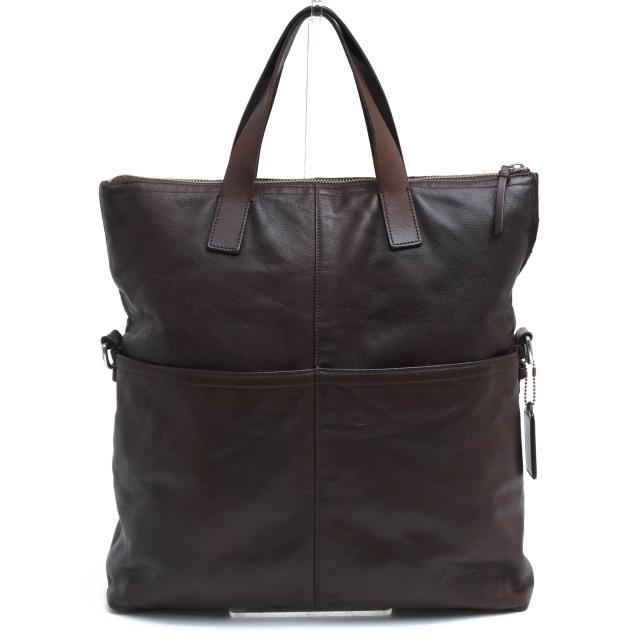 ○コーチ COACH 牛革 スパイロレザー トートバッグ 70493 Thompson Crossbody Foldover Tote トンプソン クロスボディー フォルド  中古