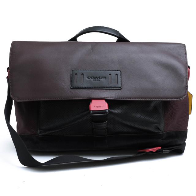 ○コーチ COACH パフォレイテッドレザー 牛革 ショルダーバッグ F36089 Terrain Bike Bag テレイン バイクバッグ フラップ式 メッ  中古