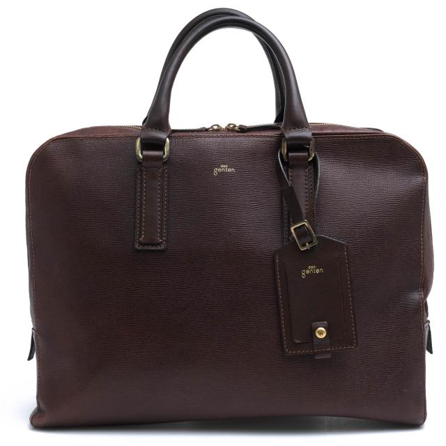 ○ゲンテン genten dan ダン 型押し角シボ革 牛革 ビジネスバッグ DG-101976 BRINA ブリーナ A4サイズ収納可 シボ革 シュリンクレ  中古