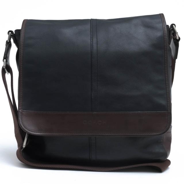 ○コーチ COACH 牛革 カーフ ショルダーバッグ F70663 Lexington Leather Map Bag レキシントン レザー マップ バッグ A4サイズ収  中古