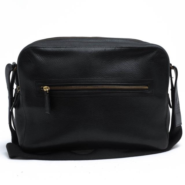 ○ダンヒル Dunhill 牛革 カーフ ショルダーバッグ L3K995A BLADON ブレイドン リポーターバッグ シボ革 シュリンクレザー メンズ  中古