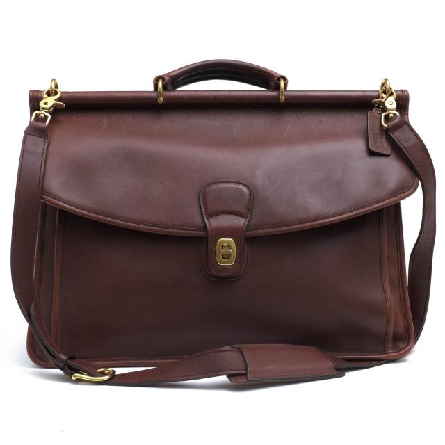 ○コーチ COACH グラブタン カウハイドレザー 牛革 ビジネスバッグ 5266 Beekman ビークマン ブリーフ X フラップ式 2WAY ショルダ 中古