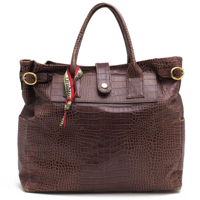 ○オロビアンコ orobianco 牛革 トートバッグ WANDALA ワンダラ クロコ型押し メンズ 【中古】 中古