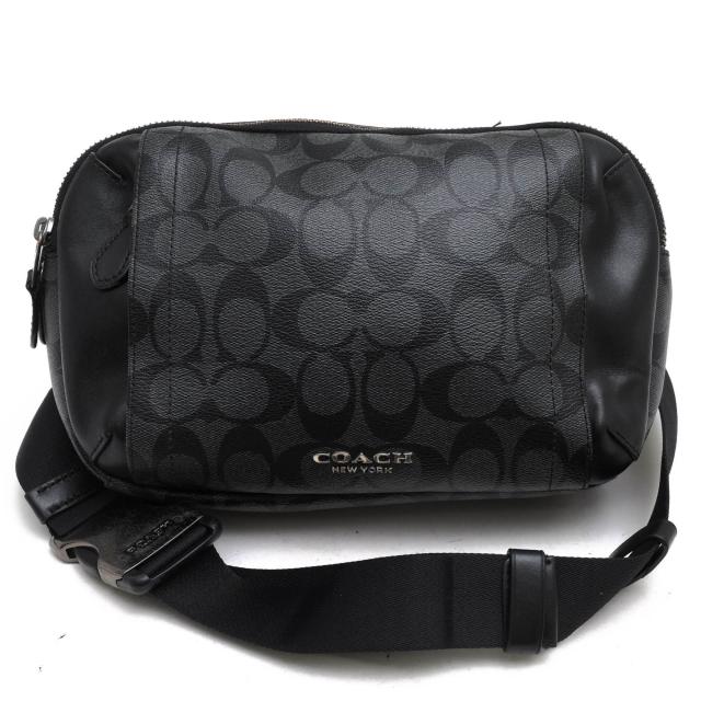 ○コーチ COACH シグネチャーコーティングキャンバス リファインドカーフ 牛革 ショルダーバッグ F38749 Graham Utility Pack In S 中古