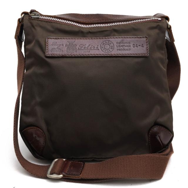○フェリージ Felisi 伊リモンタ社ナイロン バケッタレザー 牛革 ショルダーバッグ 04/4-DS メンズ 【中古】 中古