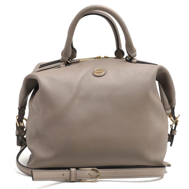○トリーバーチ TORY BURCH クロスグレインレザー 牛革 ハンドバッグ 31159706 Robinson Small Slouchy Satchel ロビンソン サッチ 中古