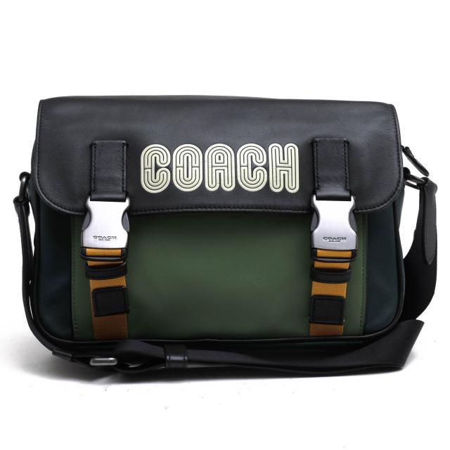 ○コーチ COACH スムースカーフ 牛革 カラーブロック ショルダーバッグ C6657 Track Crossbody Bag In Colorblock With Coach Patc 中古