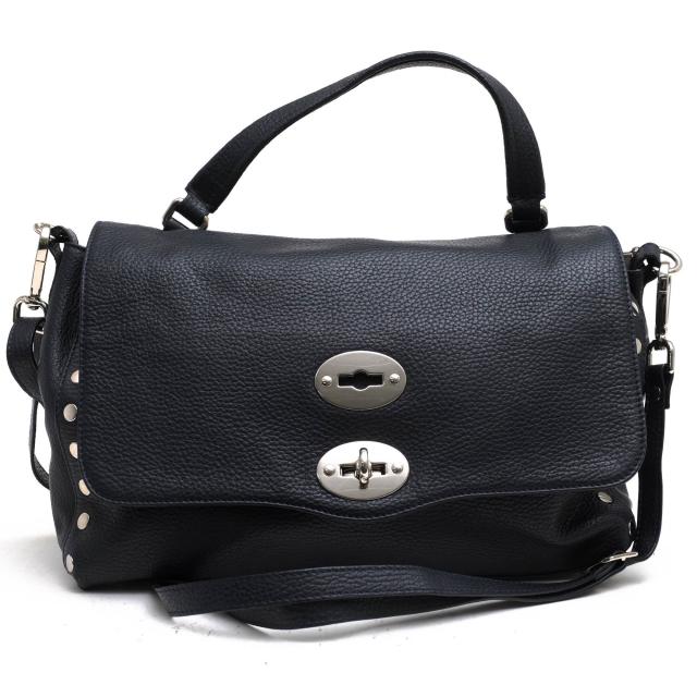○ザネラート ZANELLATO カーフスキン 子牛革 ハンドバッグ POSTINA S ポスティーナ フラップ式 2WAY ショルダーバッグ シボ革 シ  中古